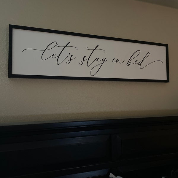 Bedroom Wall Decor Let's Stay in Bed Sign Wood Sign for Bedroom Master ...