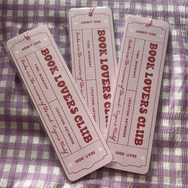 Book Lovers Club Bookmark | Feminist Bookmark | Bookmark Ticket | Cute ...