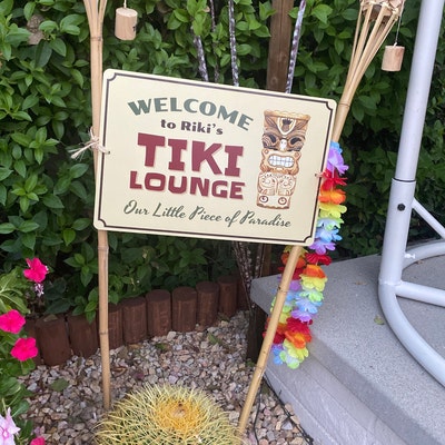 Welcome Tiki Bar Sign, Tiki Lounge Decor, Tiki Man Sign, Tiki Man Decor ...