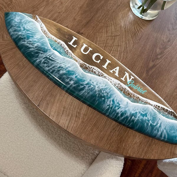 Live Edge Teak Wall Art With Ocean Waves - Etsy