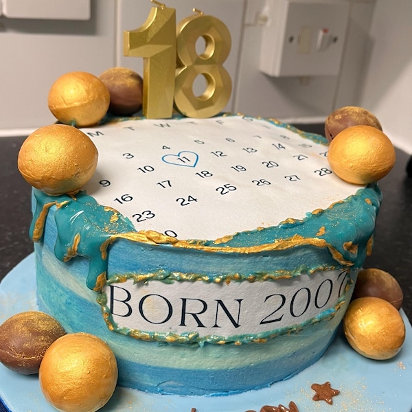 Trending Edible Cake Calendar , Personslised Text, Month, Day in Custom ...