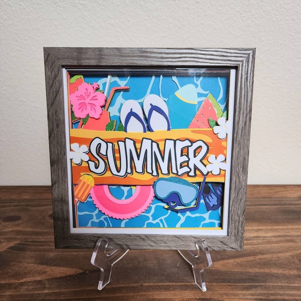 Summer Shadow Box 3D Svg,summer 3D Svg ,summer 3D Box Svg ,summer Sea ...