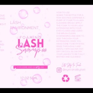 DIY Lash Shampoo Template, Lash Bath Label, Eyelash Cleanser Sticker ...