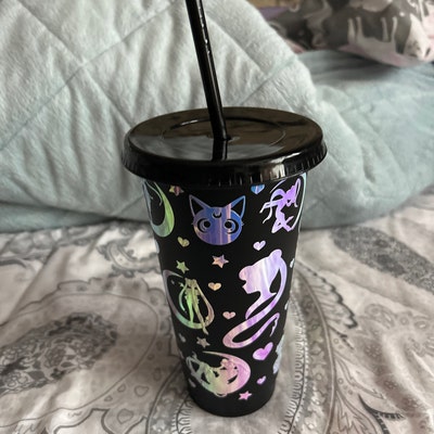 Magical Anime Girl Black 24oz Matt Cold Cup Colour Changing Vinyl ...