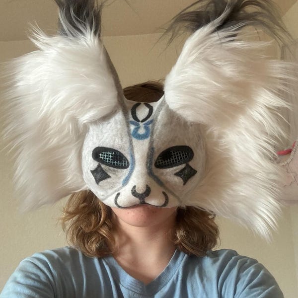 Rare Lynx Therian Mask . Fluffy and Furry Masks Hand Painted. Unique ...