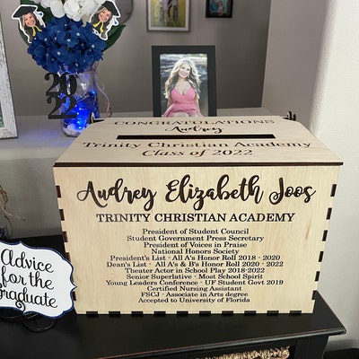 Custom Graduation Party Card Box Laser Engraved Keepsake With ...