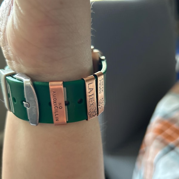 Smart Watch Charm | Medical Alert Slide for Watch Band, Personalized ID ...