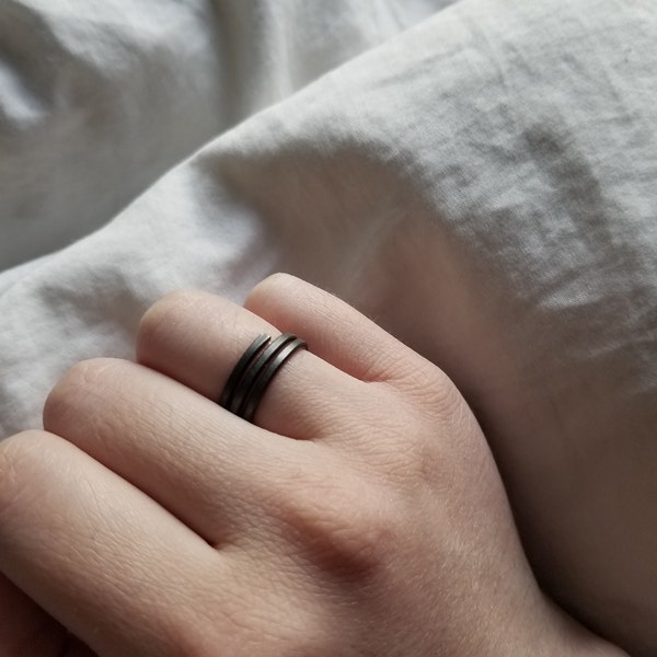 Minimal Iron Ring, Simple Black Ring, Plain Handmade Ring, Dark Grey ...