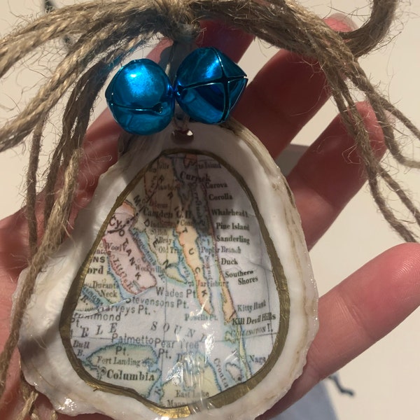 OUTER BANKS Map Oyster Shell Ornament | Beach Vacation | OBX Gifts ...