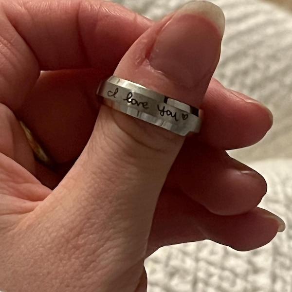 Personalized Stainless Steel Signet Ring Couple's Ring Set Custom ...