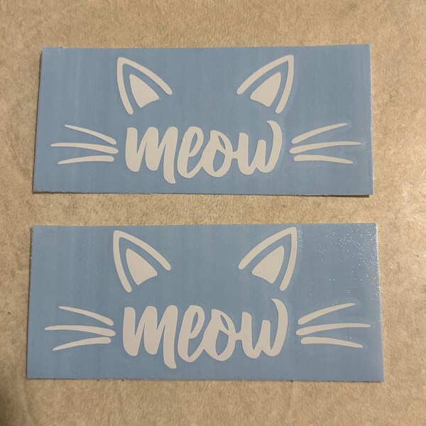 Cat Face Meow Decal, Cat Decal, Meow, Car Decal, Vinyl Decal, Laptop ...
