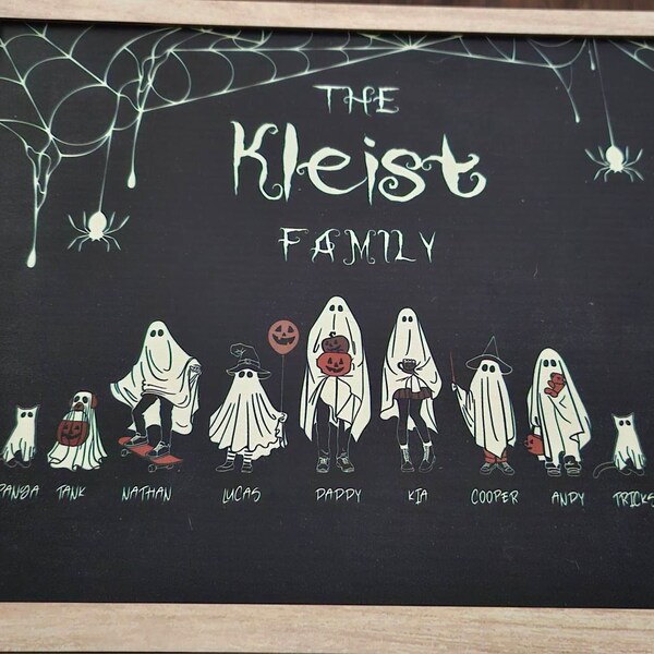 Personalized Halloween Family Sign, Halloween Family Portrait, Custom ...