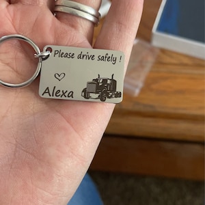 Drive Safe Keychain, Truck Driver Keychain, Custom Trucker Keychain ...