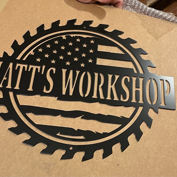 Custom American Flag Workshop Sign | Metal Shop Sign | Free Shipping ...