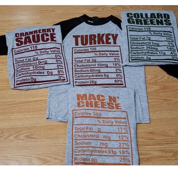 Thanksgiving Food Nutritional Facts Svg File - Etsy