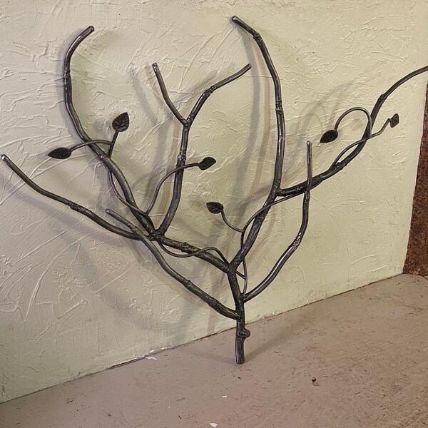 Forged Iron Twisted Leaning Tree Branch Coffee Table Base for Wooden Top, Metal Furniture ...