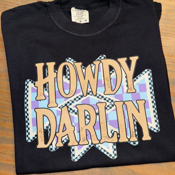 Howdy Darlin Faux Trucker Patch Png Design, Checkered Trucker Hat Patch ...