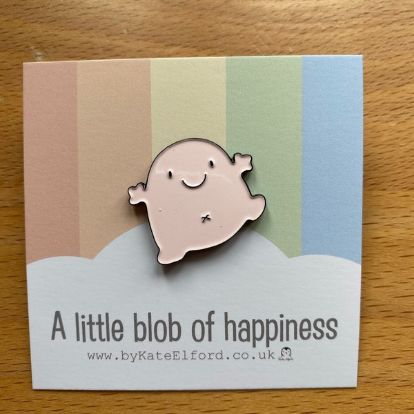 Seconds A Little Blob of Happiness Enamel Pin, Cute Pink Blob, Positive ...