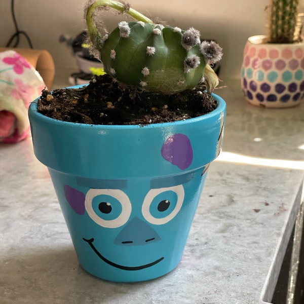 Christmas Santa Themed Hand Painted Terra Cotta Flower Pot, 4 Inch ...