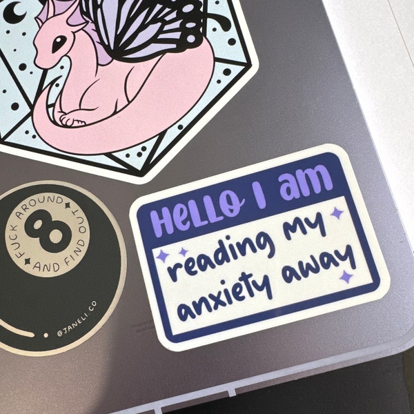 Reading My Anxiety Away Sticker |bookish|book Nerd|gift|reading|bookish ...