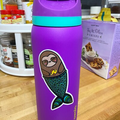 Waterproof Sloth Mermaid Water Bottle Stickers - Etsy