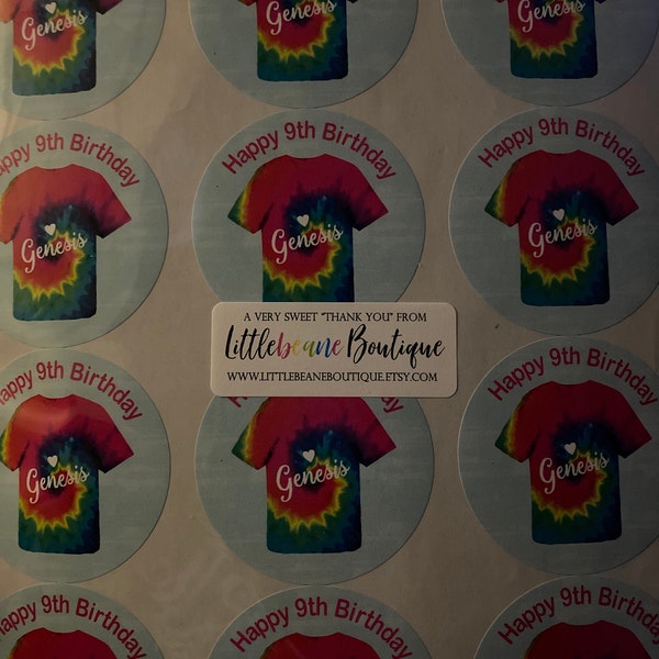 Tie Dye Birthday Party Stickers, Tie Dye Stickers, Tie Dye Shirt Tags ...
