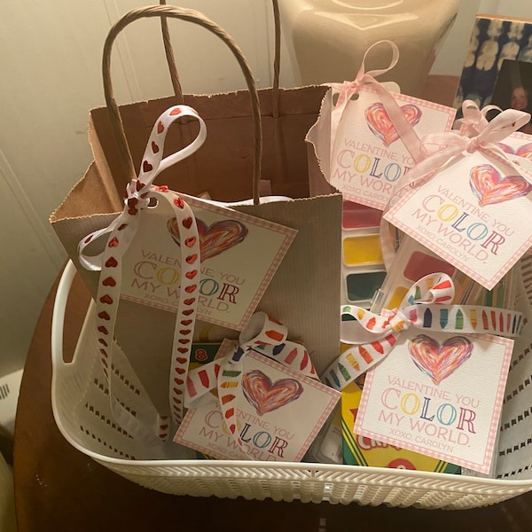 You Color My World | Watercolor Color VALENTINE TAG - Etsy