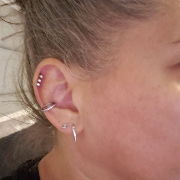 ASTM F136 Gem and Smooth Split Double Conch Hoop, Conch Earring, Conch ...