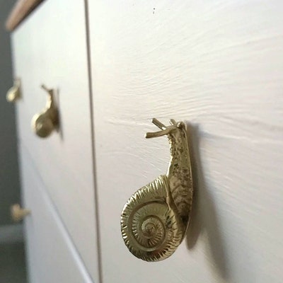 Snails Brass Knobs and Pulls/drawer Knobs/cabinet Pulls/wardrobe Pull /offices Knob /cafes Knob ...