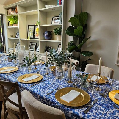 Floral Indian Indigo Blue Hand Block Printed Cotton Table - Etsy