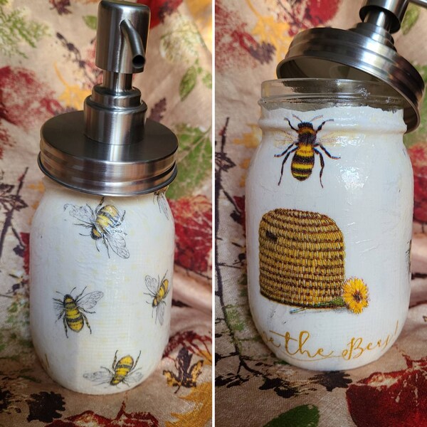 Bee Mason Jar Soap Dispenser - Etsy