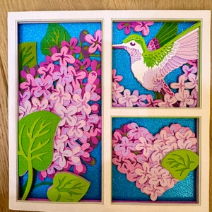 3D Cherry Blossom Tree Stamps Shadow Box SVG, 3D Purple Finch Svg 3D ...