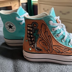 Tooled Leather Converse 7.5 - Etsy
