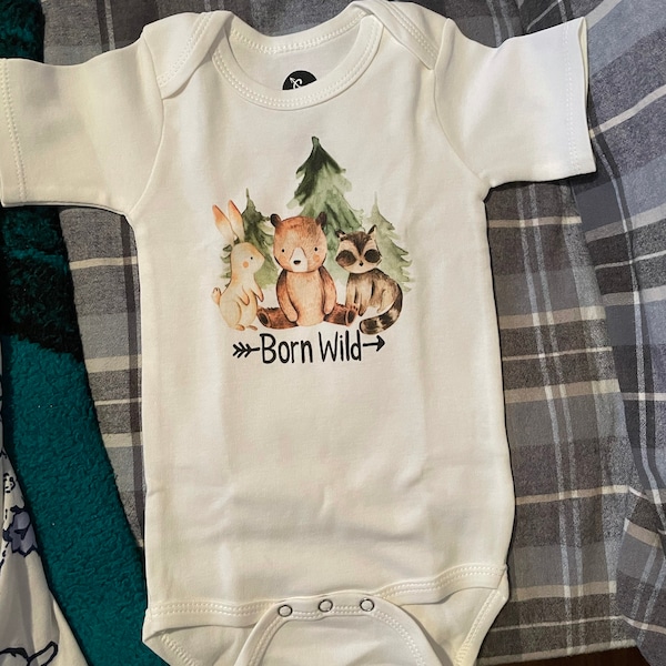Woodland Onesie®, Born Wild Onesie, Baby Bear Onesie, Cute Baby Clothes ...