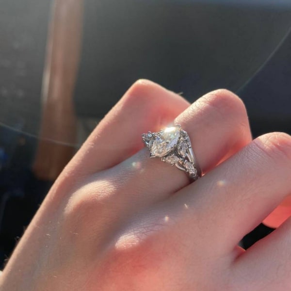 Fantasy Engagement Ring With Marquise Moissanite - Elvish Fairy ...