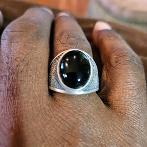 Tree of Life Silver Man Ring, Black Onyx Signet Silver Men's Ring ...