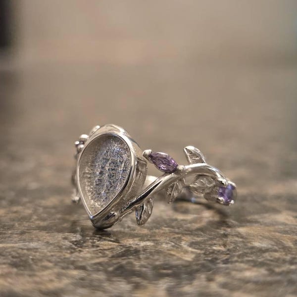 925 Sterling Silver Breastmilk Ring Setting, Channel Bezel Ring ...