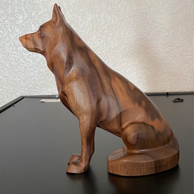 Black German Shepherd Figurine or Sculpture. Carved From a - Etsy