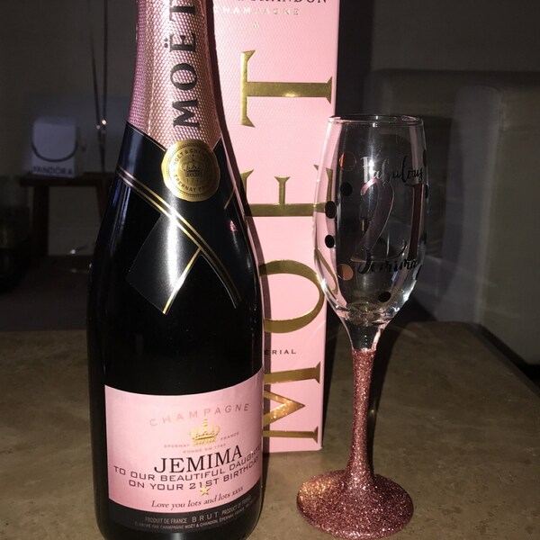 Personalised Moet and Chandon Imperial Rose Gold Bottle Label Happy ...