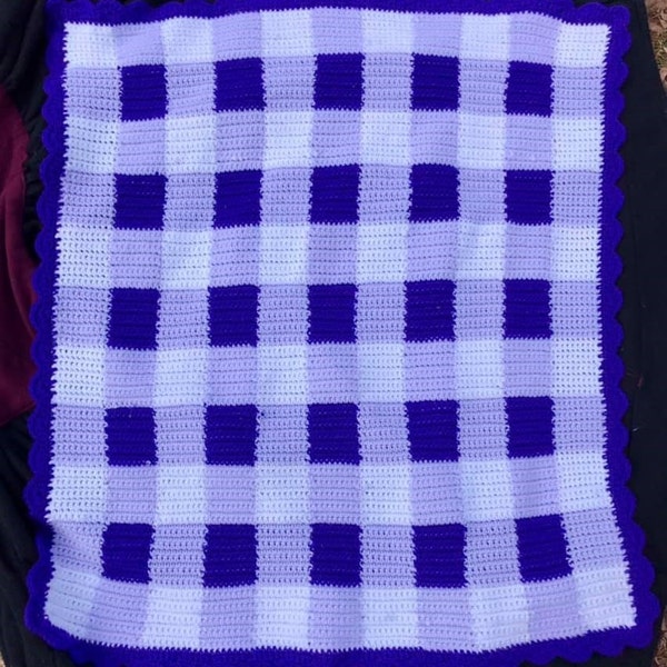 Crochet Purple Gingham Blanket Pattern - Daisy Farm Crafts - Etsy
