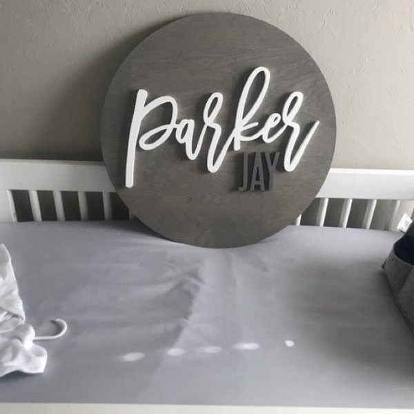 Custom Name Sign | 12"-36" Round Sign | Baby Name Sign | Nursery Room ...