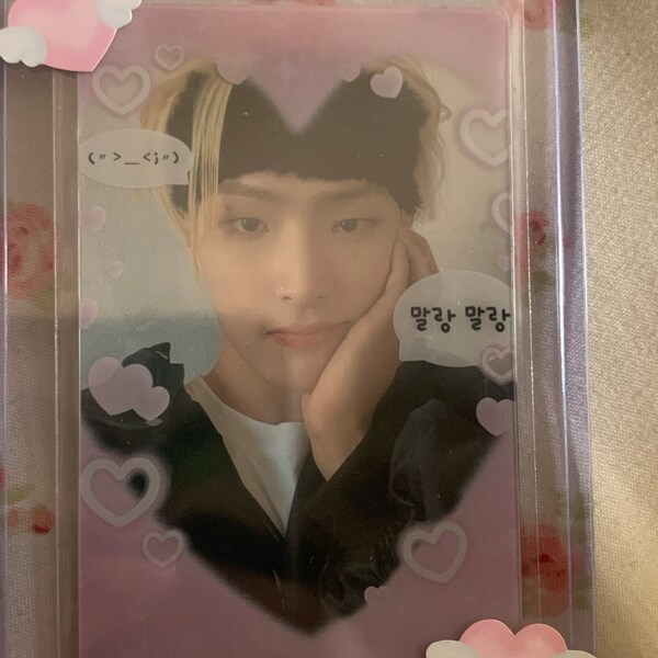 Kpop Photocard Frame Card, Pink Heart Deco Frame, Kpop Photocard ...