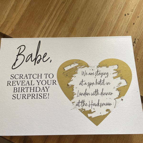 Scratch Reveal Card, Personalised Birthday Card, Surprise Trip Reveal ...