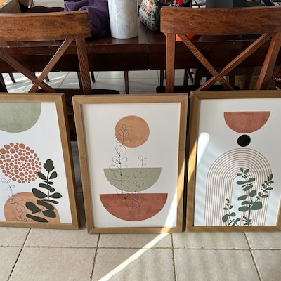Printable Terracotta Green Mid Century Modern Wall Art Set of 3 Print ...