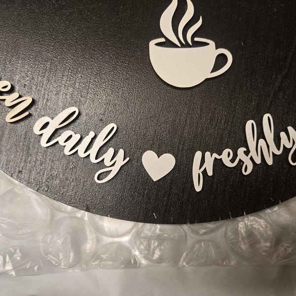 Custom Coffee Bar Sign, Personalized Gift, Circle Cafe Name Sign ...