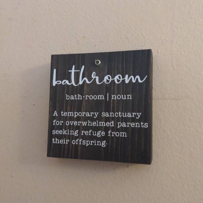 Bathroom Definition Sign Parents Bathroom Sign Freestanding Sign Wooden ...