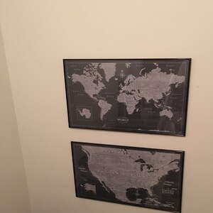 Modern World Travel Map Poster Modern Slate Style Map - Etsy