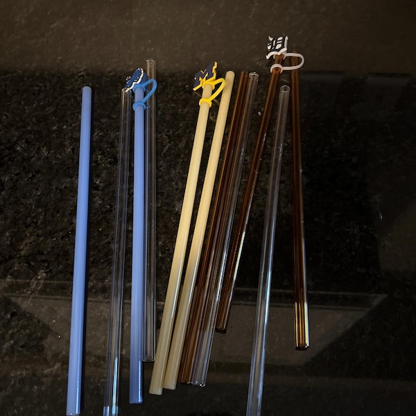 Rainbow Bubble on White GLASS STRAW - Custom Straws | Glass Straws ...