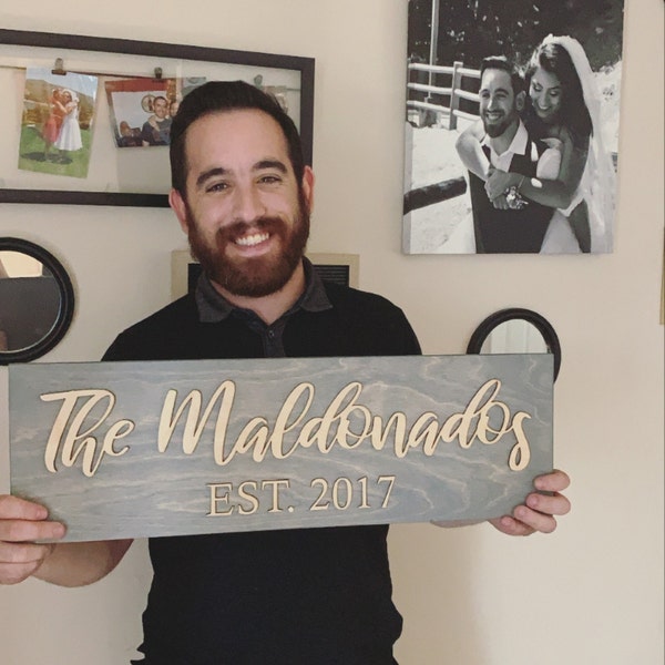 Personalized Name Wedding Gift - Rustic Personalized Sign - Rustic Wood ...