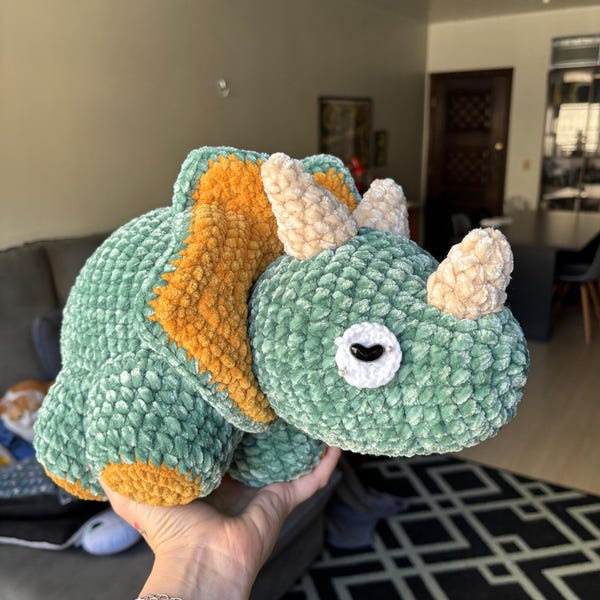 Crochet Green Triceratops Dinosaur - Etsy